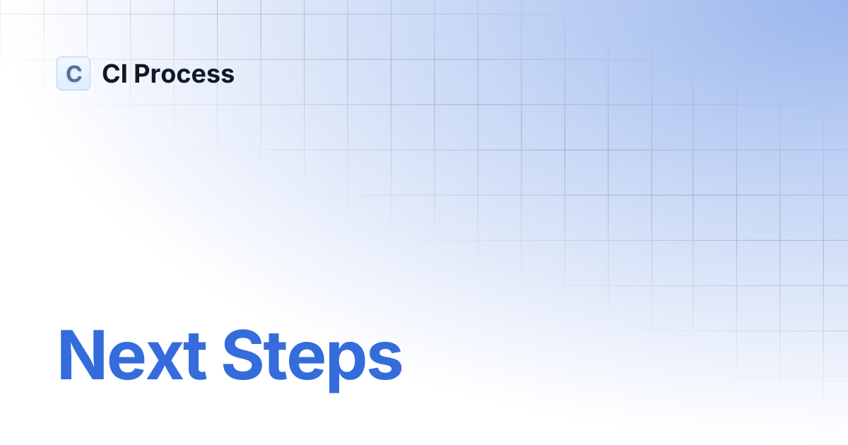 Next Steps | CI Process