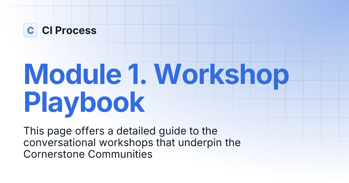 Module 1. Workshop Playbook | CI Process
